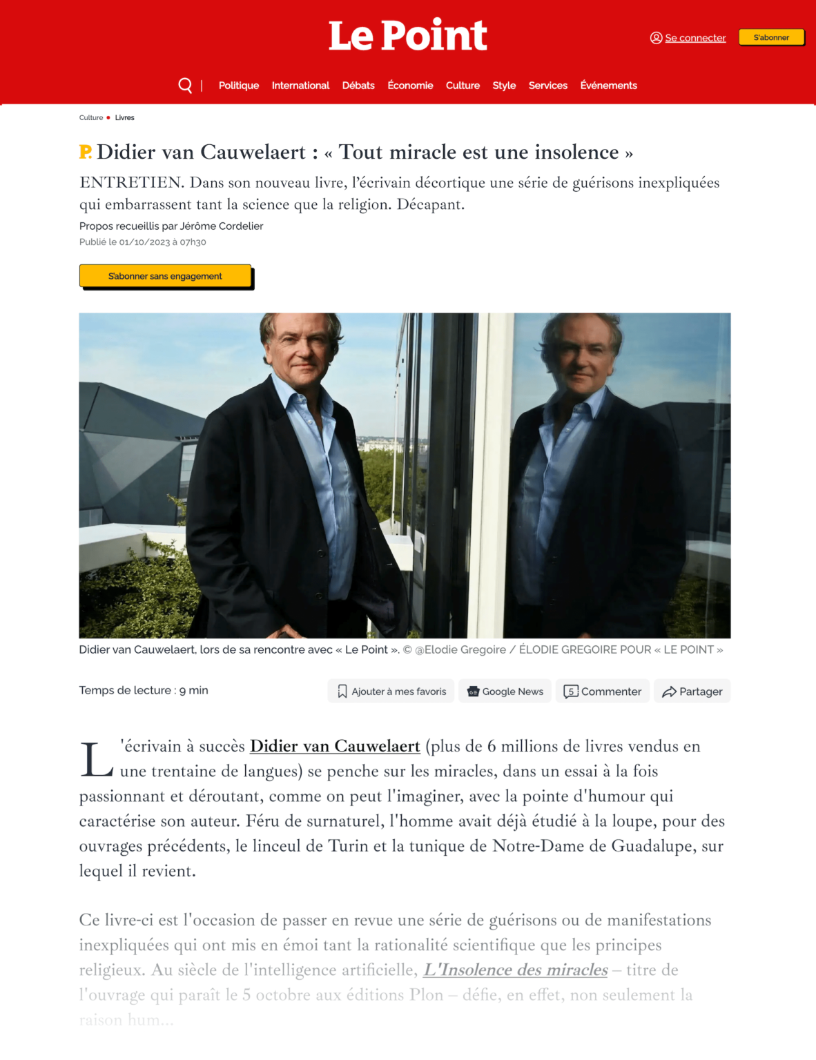 L'Insolence des Miracles - Didier van Cauwelaert